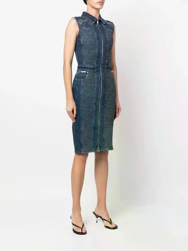 DIESEL® Denim Zip-up Collared Dress