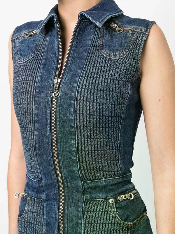DIESEL® Denim Zip-up Collared Dress