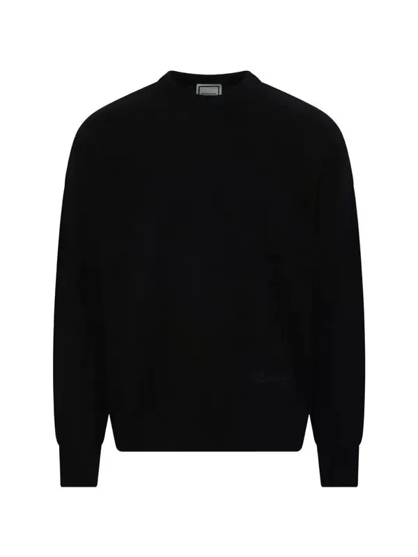 WOOYOUNGMI Wool Crew Neck Sweater With Logo Detail - Black