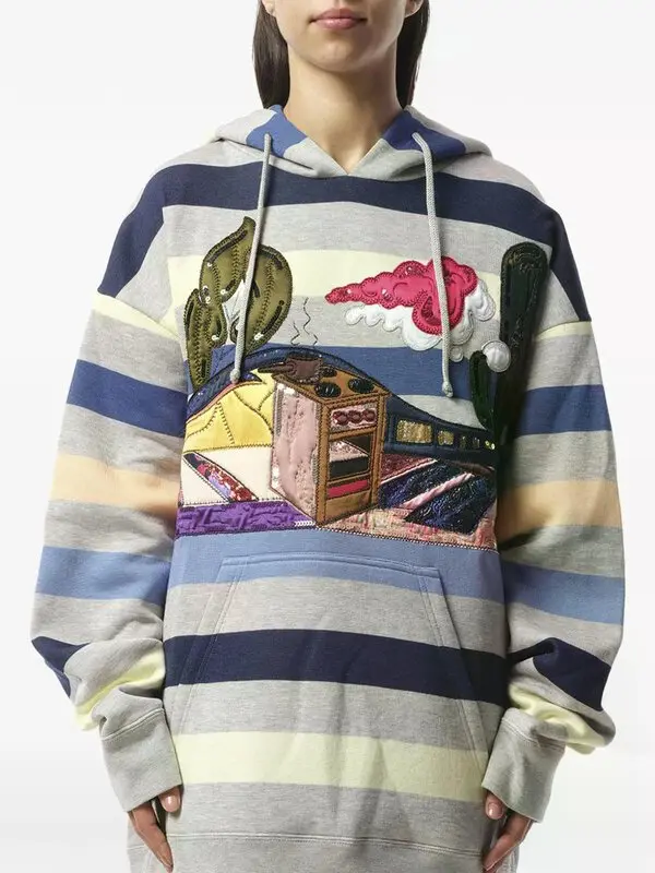 Marc Jacobs Sequin-embellished Striped Hoodie - Blue