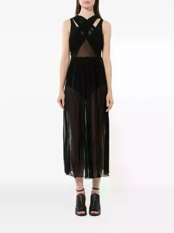 Emilio Pucci Twist-detail Sheer-panel Midi Dress - Black