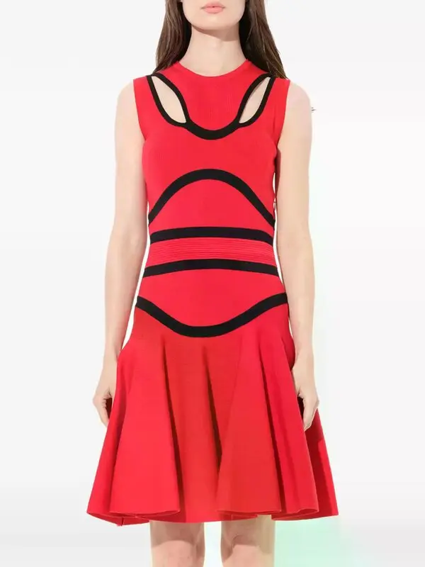 Alexander McQueen Cut-out Intarsia-knit Mini Dress - Red