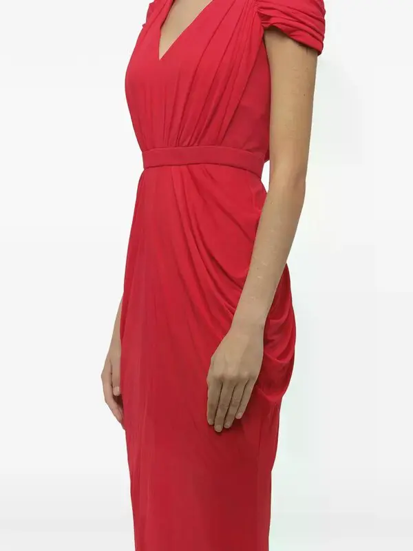 Alexander McQueen Ruched V-neck Maxi Dress
