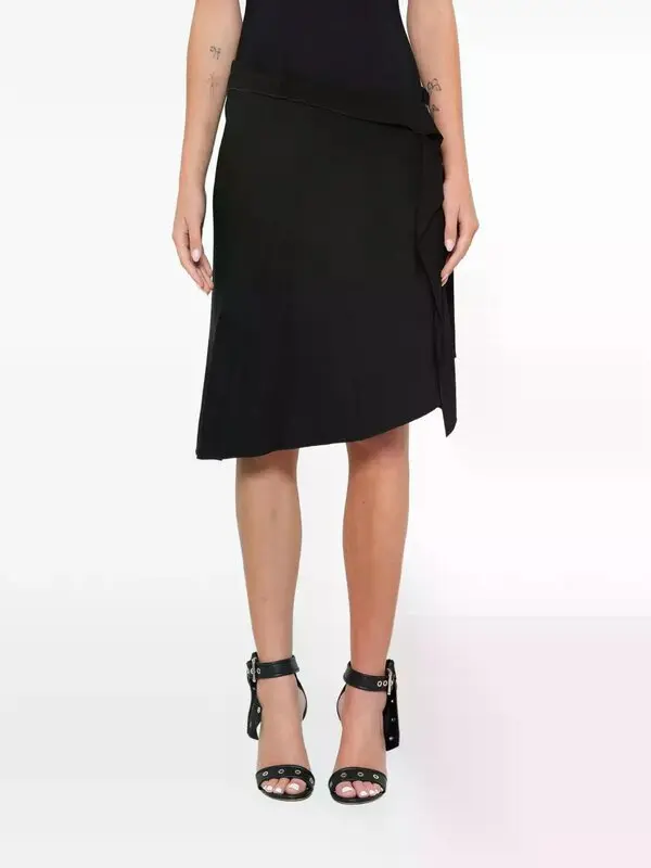 LANVIN Asymmetric Ruffled Midi Skirt - Black