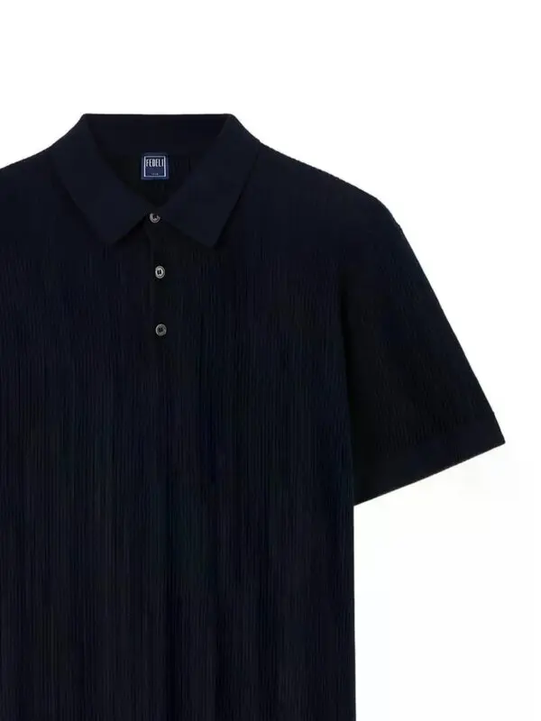 Fedeli Rafael Ribbed-knit Short-sleeve Polo Shirt