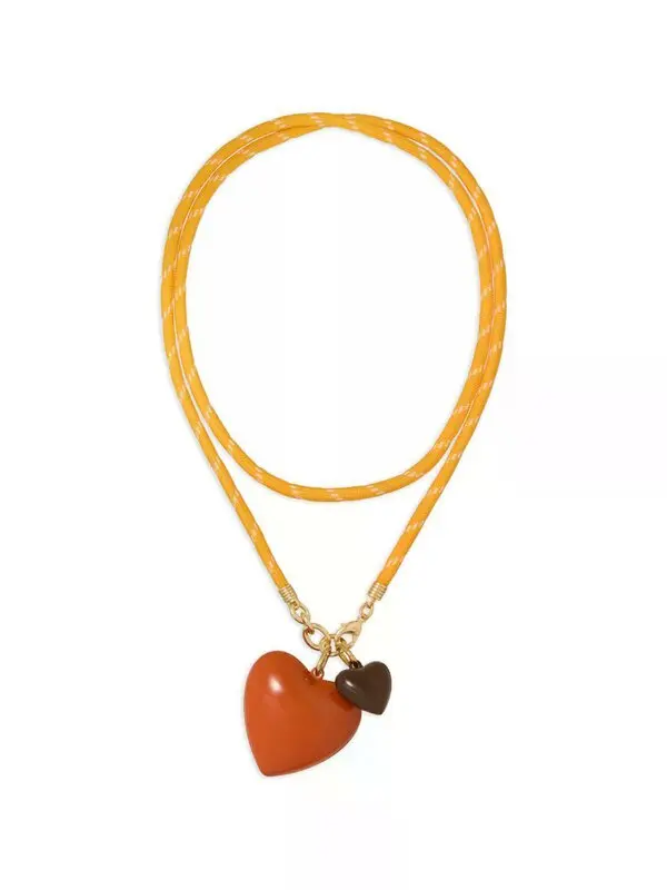 ROXANNE ASSOULIN Happy Cord Double-heart Pendant Necklace - Yellow