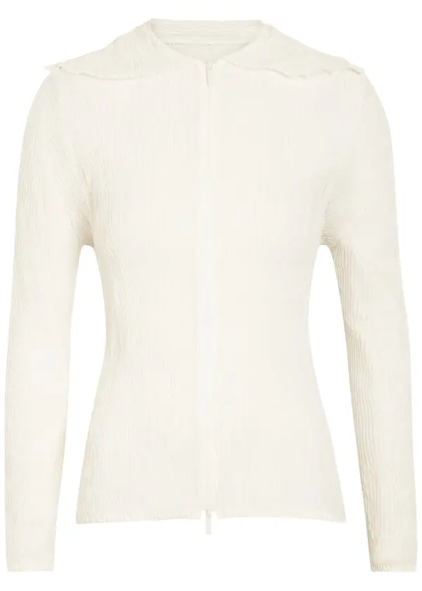 Issey Miyake Semi-sheer Chiffon Top With Ruffled Collar