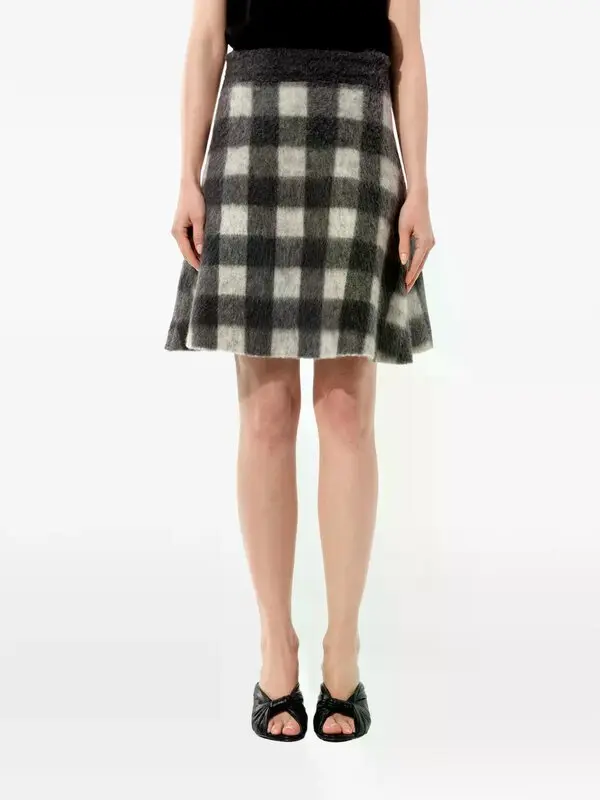 Balenciaga Check Brushed Finish Skirt - Black