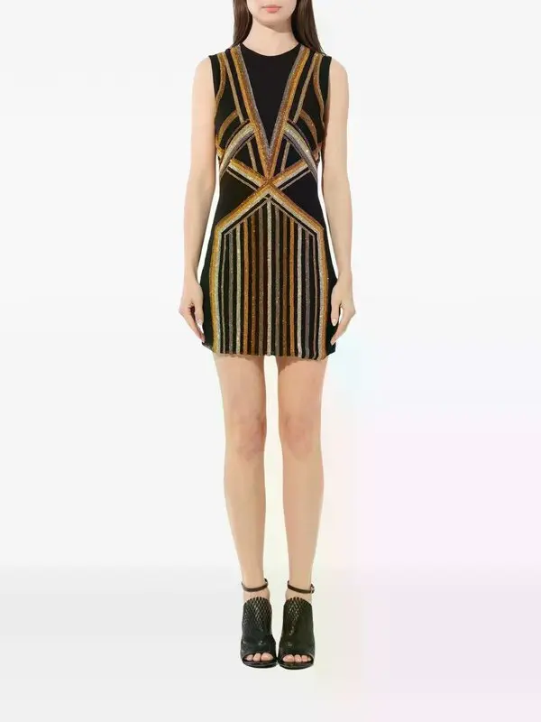 Balmain Embroidered Mini Dress - Black