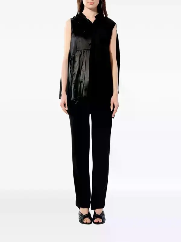 Balenciaga Georgette Pleated Sleeveless Blouse