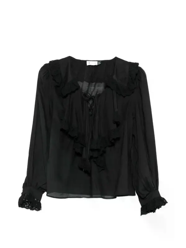 Rixo Milia Ruffled Lace-trim Blouse