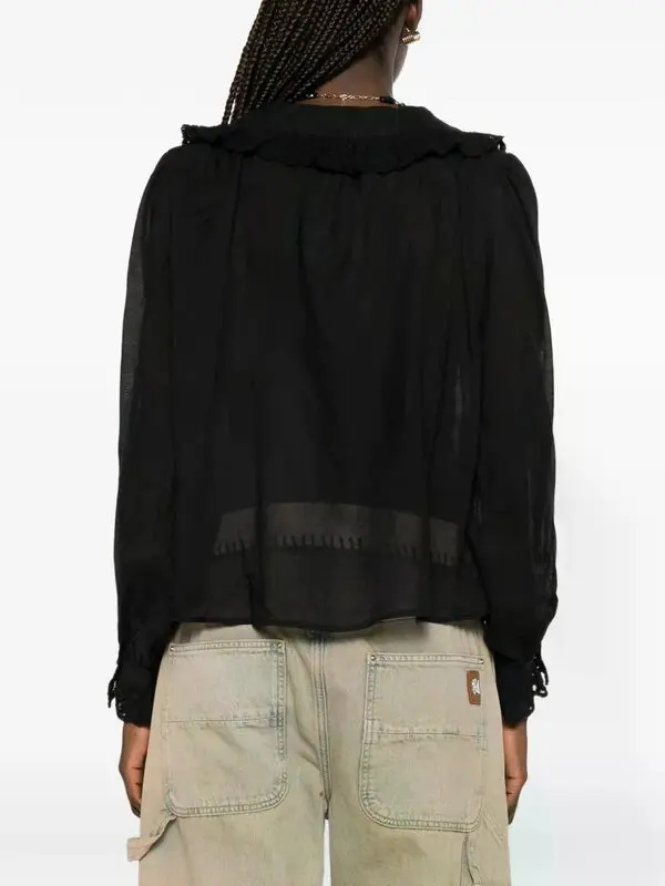 Rixo Milia Ruffled Lace-trim Blouse