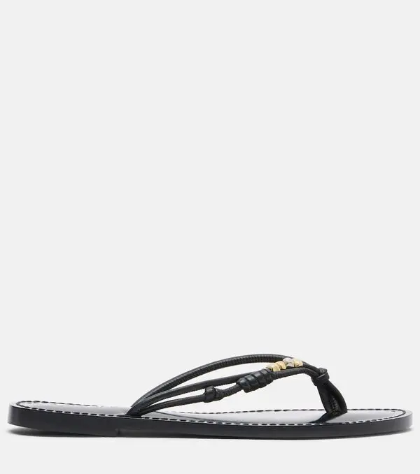 AMANU Kiwayu Leather Thong Sandals - Black