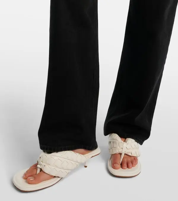 Bottega Veneta Salsa Intrecciato Leather Thong Sandals - White