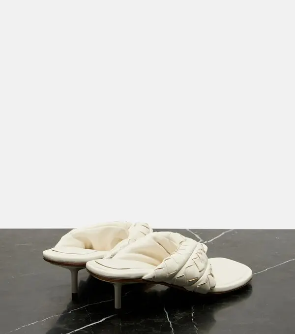 Bottega Veneta Salsa Intrecciato Leather Thong Sandals - White