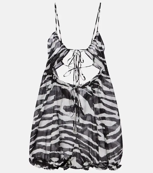 Attico Zebra Print Cotton Muslin Romper - White