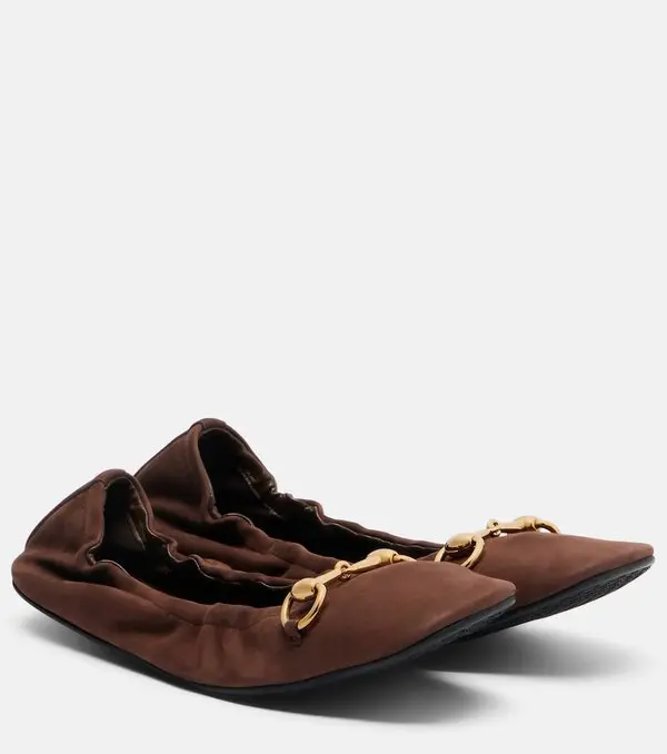 Gucci Horsebit Leather Ballet Flats - Brown
