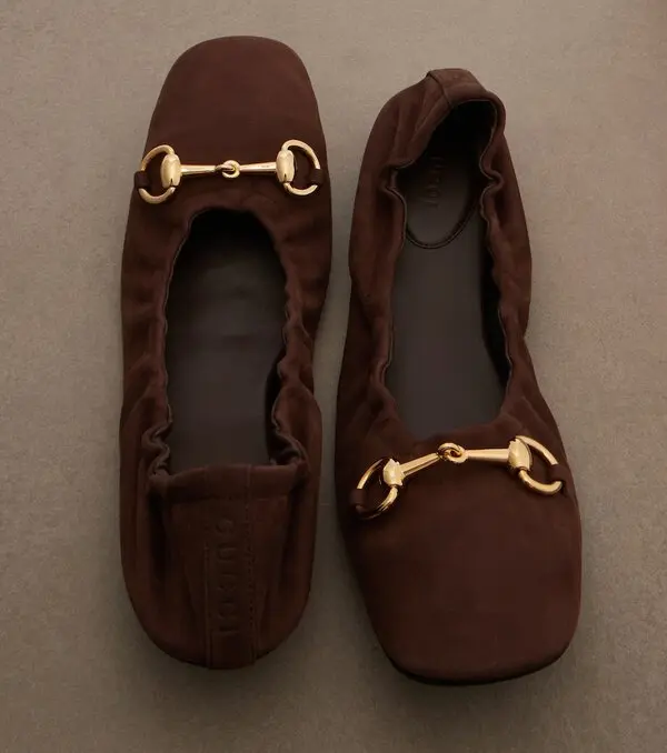 Gucci Horsebit Leather Ballet Flats - Brown