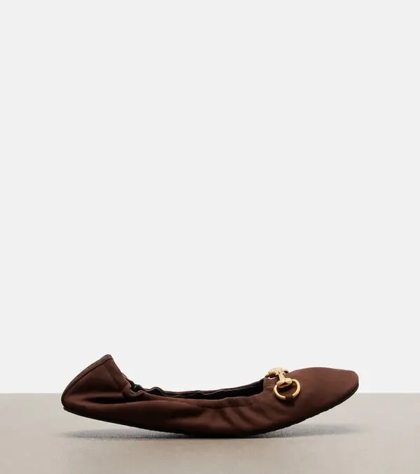 Gucci Horsebit Leather Ballet Flats - Brown