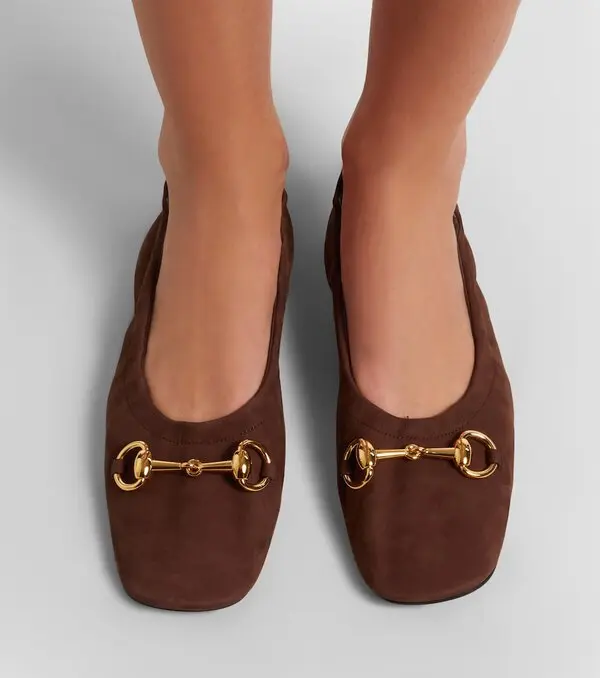 Gucci Horsebit Leather Ballet Flats - Brown