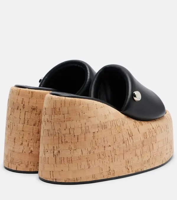 Attico Mochi Leather Platform Slides - Black