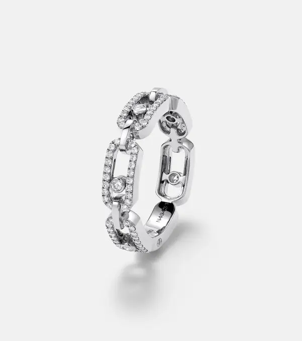 Messika Move Link 18kt White Gold Ring With Diamonds - Silver