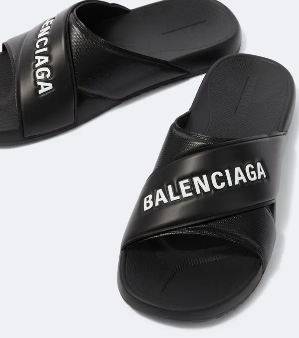 Balenciaga Sporty Pool Slides - Black