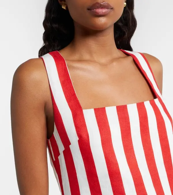 Posse Alice Striped Linen Mini Dress - Red