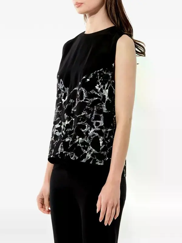 Balenciaga Marble Print Sleeveless Blouse