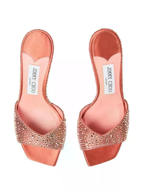 JIMMY CHOO Skye 70 Crystal Embellished Satin Mule Sandals - Pink