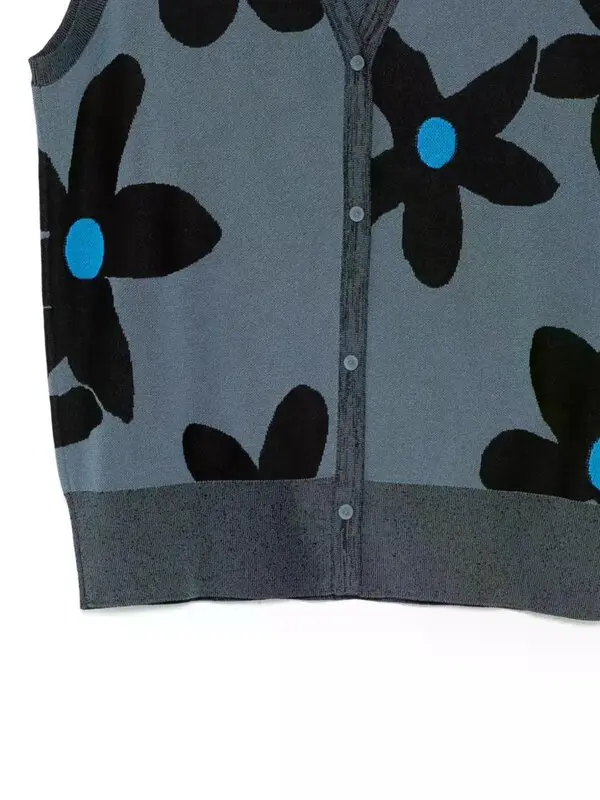 LESS Floral Intarsia V-neck Cardigan
