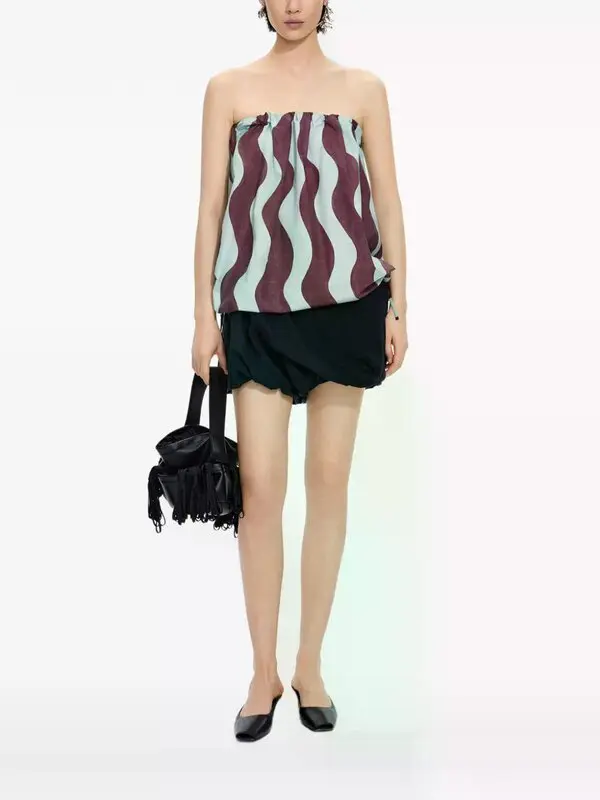 JNBY Strapless Wave-print Top - Brown
