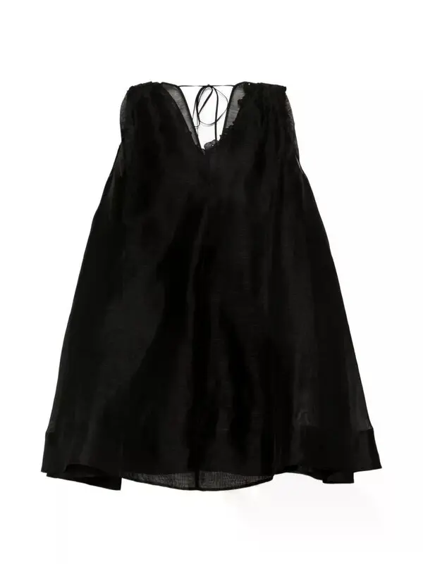 JNBY Layered Organza V-neck Sleeveless Dress With Flared Hem - Black