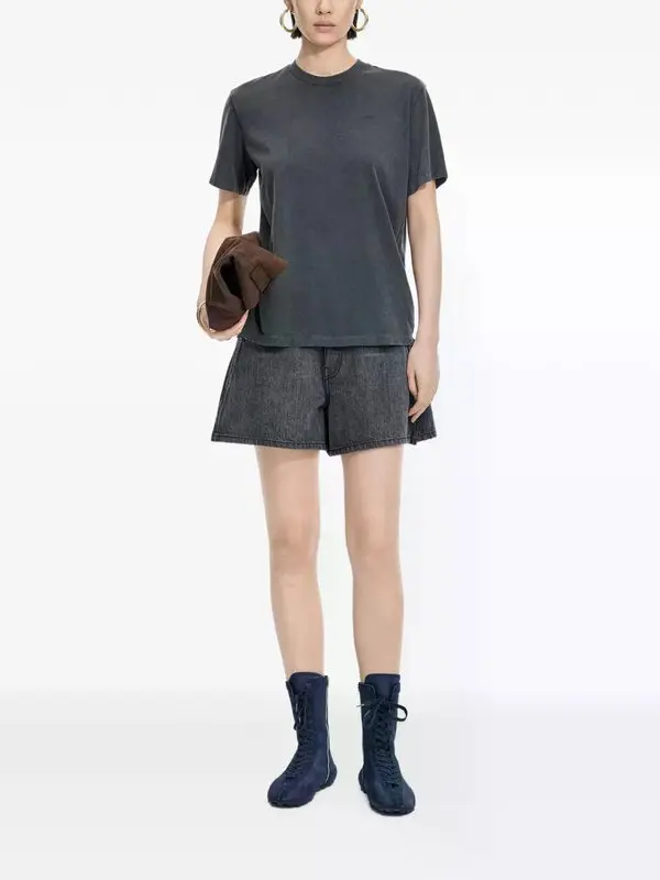 JNBY High-waisted Denim Shorts With Logo Patch - Grey