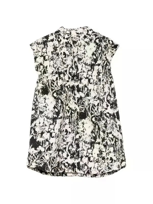 JNBY Sleeveless Floral Print Blouse With Button Fastening