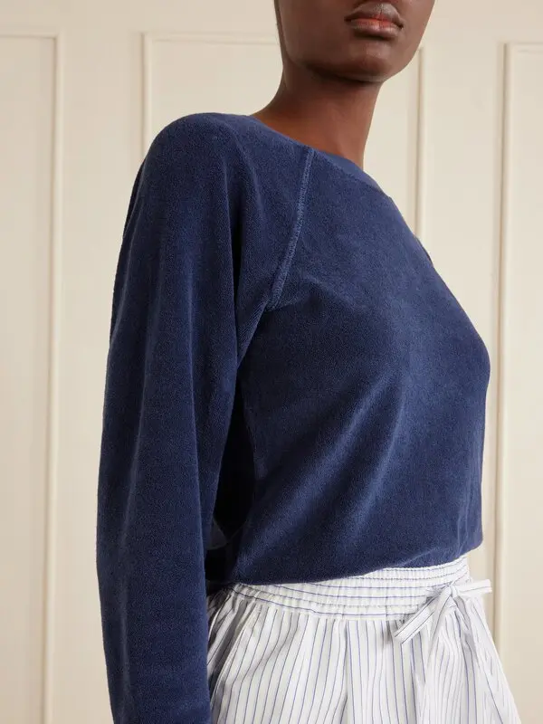 Suzie Kondi Tilos Cotton-blend Terry Sweater - Blue