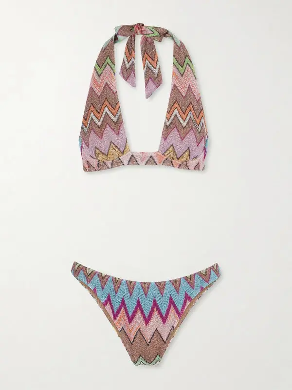 Missoni Striped Metallic Crochet-knit Bikini - Multi