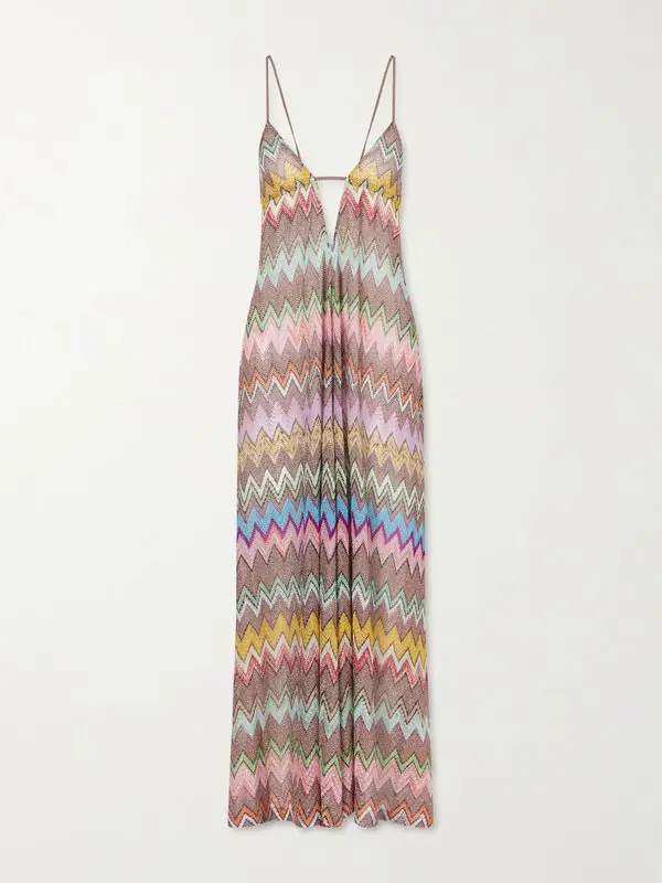 Missoni Striped Metallic Crochet-knit Maxi Cover-up