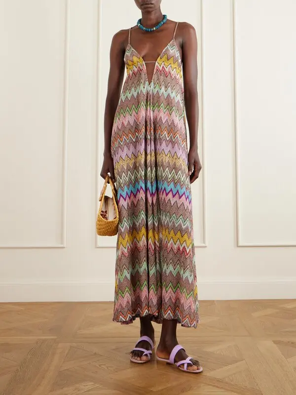 Missoni Striped Metallic Crochet-knit Maxi Cover-up