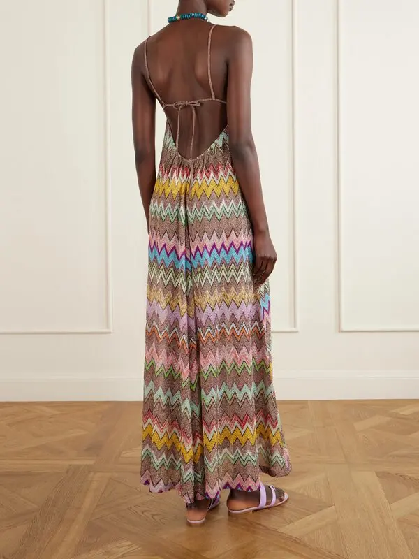 Missoni Striped Metallic Crochet-knit Maxi Cover-up