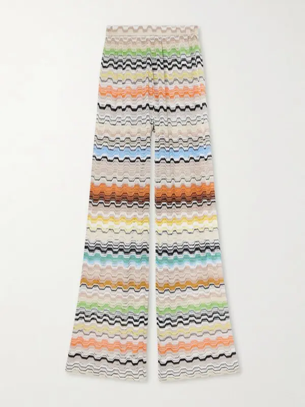 Missoni Chevron Stripe Crochet Knit Wide-leg Trousers - Multi