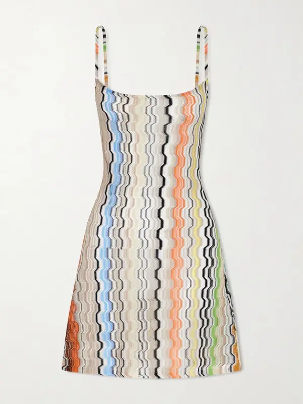 Missoni Striped Metallic Crochet-knit Mini Dress - Multi