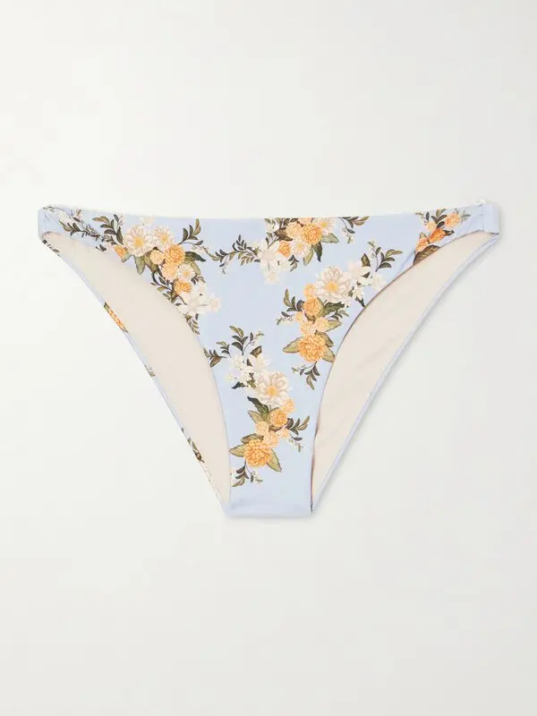 Agua Bendita Promesa Valle Floral-print Bikini Briefs - Blue