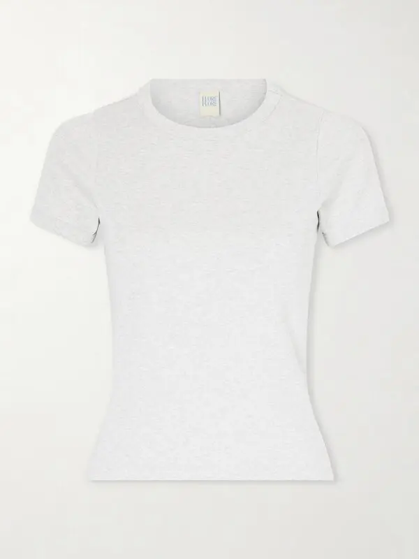 FLORE FLORE Car Ribbed Organic Cotton T-shirt - Gray