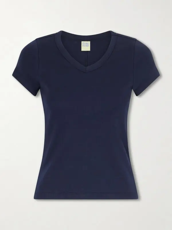 FLORE FLORE Jill Baby Organic Cotton-jersey V-neck T-shirt - Blue