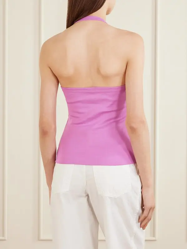 FLORE FLORE Angie Organic Cotton-jersey Halterneck Tank - Pink