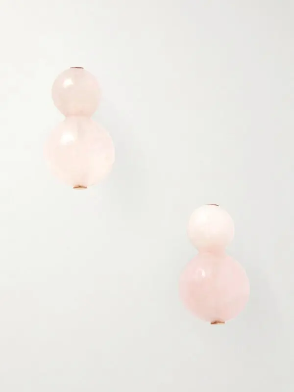 JENNIFER BEHR Cara Rose Quartz Double Ball Earrings - Pink