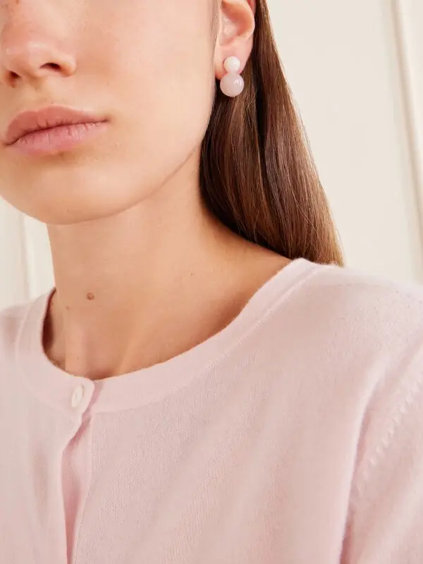 JENNIFER BEHR Cara Rose Quartz Double Ball Earrings - Pink