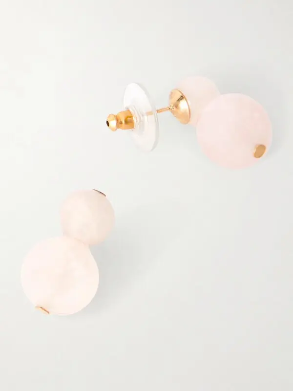 JENNIFER BEHR Cara Rose Quartz Double Ball Earrings - Pink
