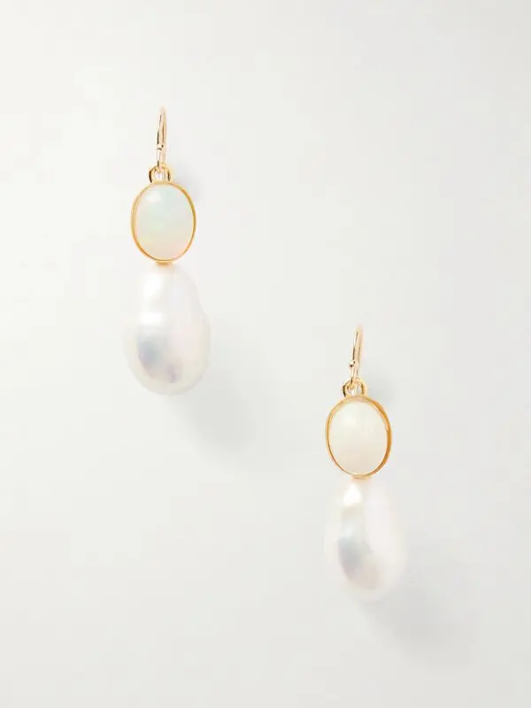 JENNIFER BEHR Tatum Iridescent Opal And Pearl Drop Earrings - Multi